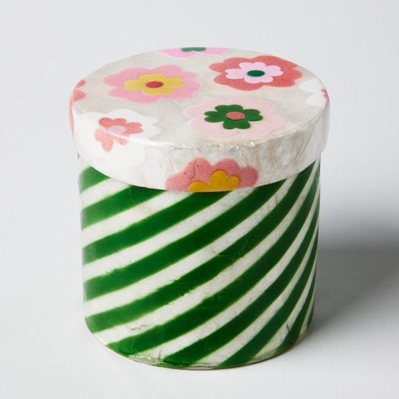 Poppy Stripe Capiz Shell Box - Jones & Co – Ruby's Home Store